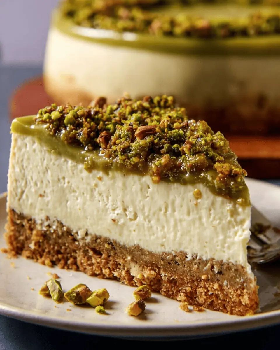 Pistachio Cheesecake With Pistachio Topping